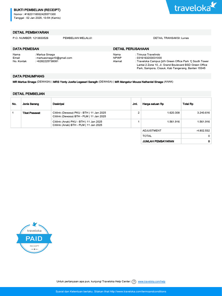 Receipt Pku BTM | PDF