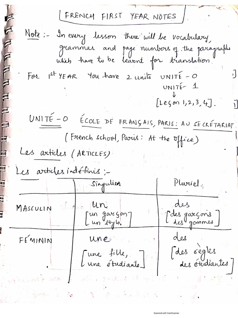 French First Year Notes Latest | PDF