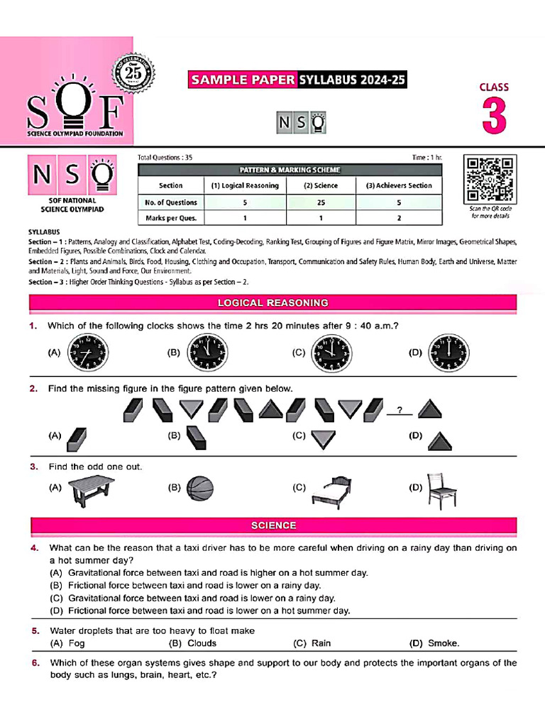 Sof Class 3 Sample Papers | PDF