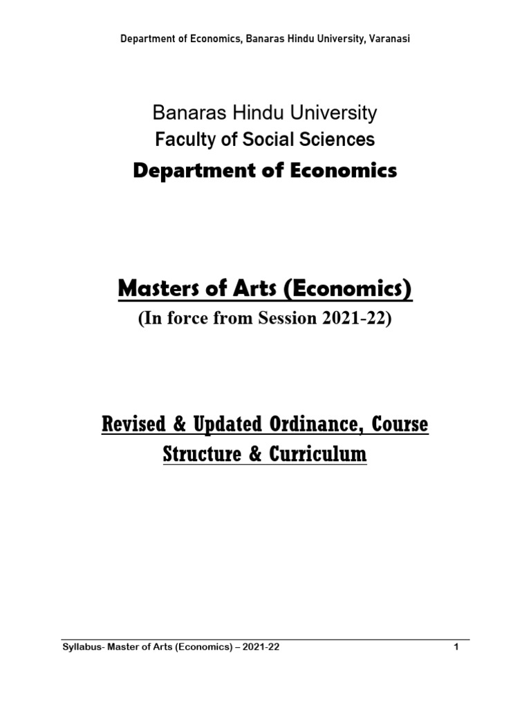 MA Economics Syllabus 2021-22 | PDF | Probability Distribution ...