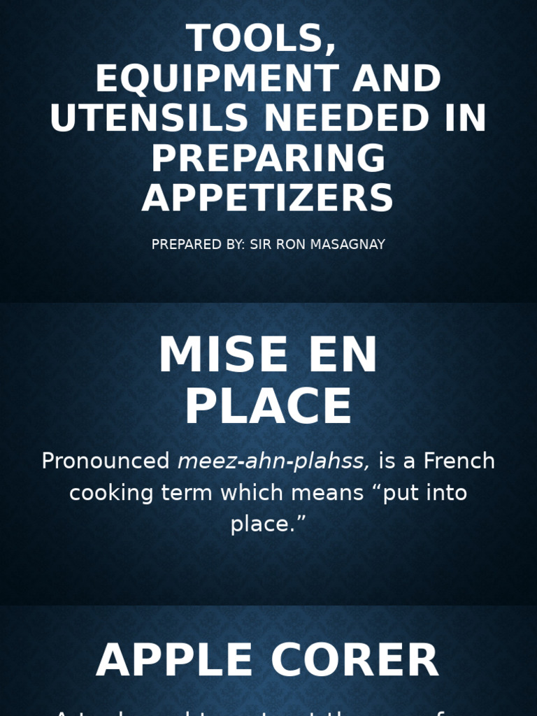 Tools Equipment and Utensils Needed in Preparing | PDF | Kitchen ...