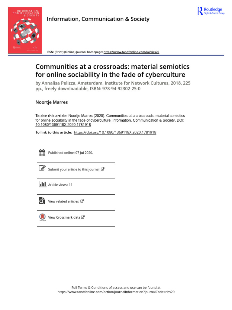 Communities at A Crossroads Material Semiotics For Online Sociability ...