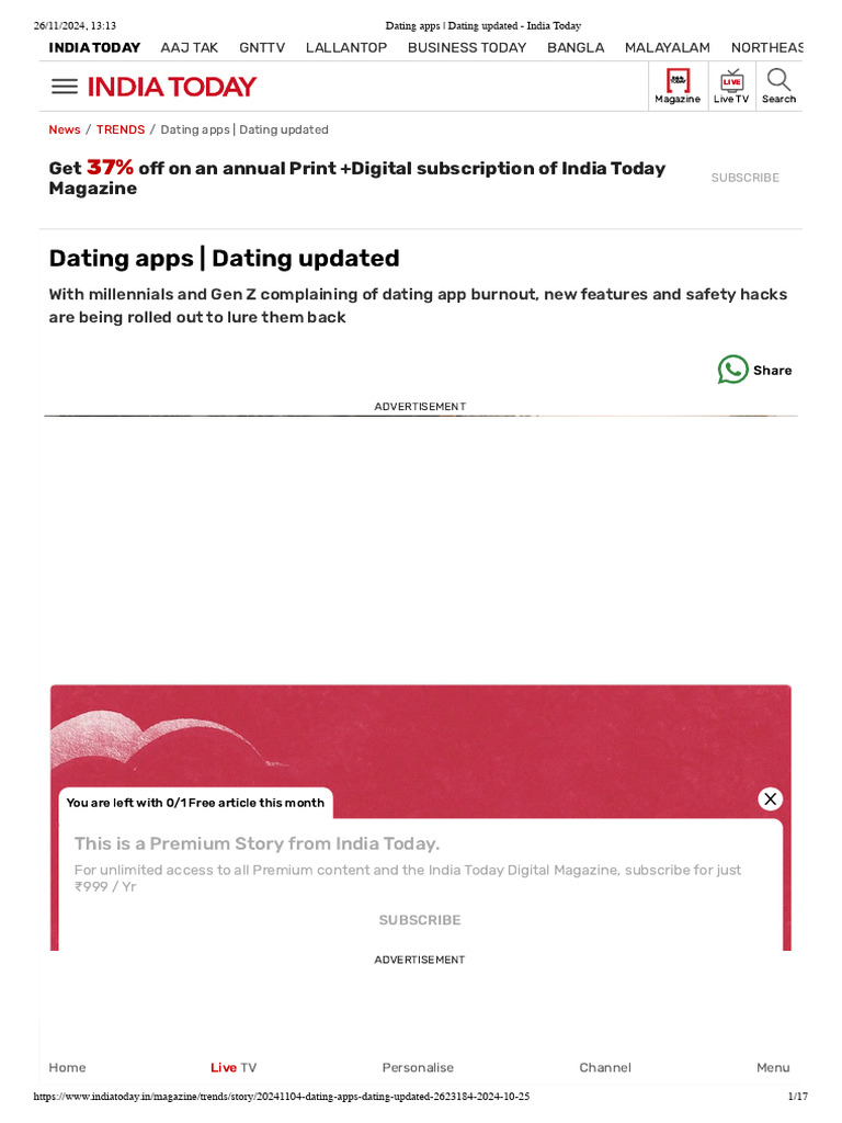 Dating Apps - India Today | PDF | Spotify | Mobile App