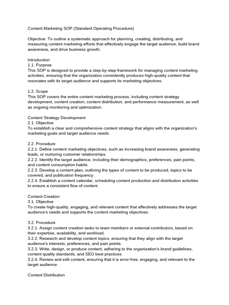 Content Marketing SOP | PDF | Marketing | Target Audience