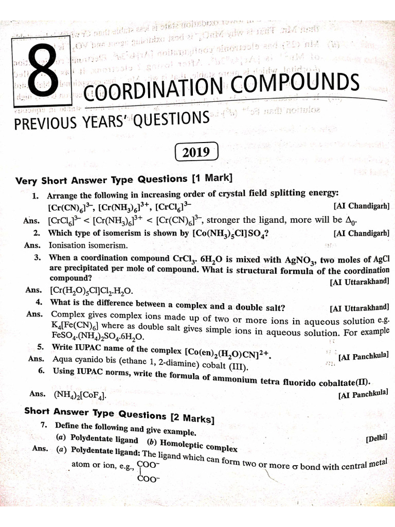 Revision@Coordination Compounds | PDF