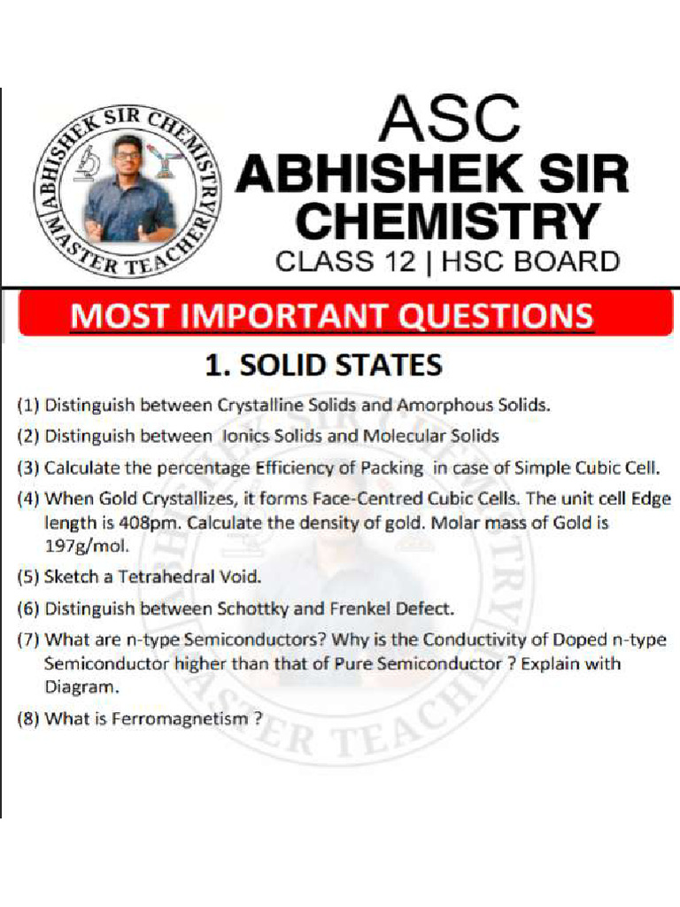 Chemistry IMP Questions, HSC | PDF