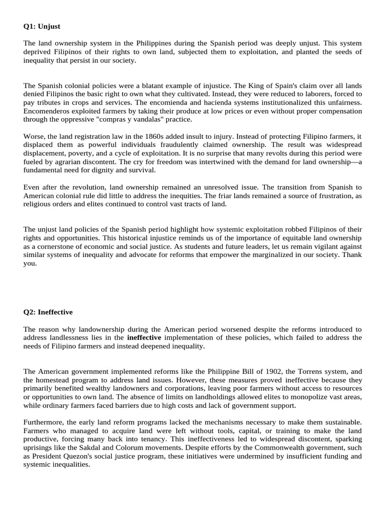 Unjust Land Ownership in Philippine History | PDF | New Spain | Philippines
