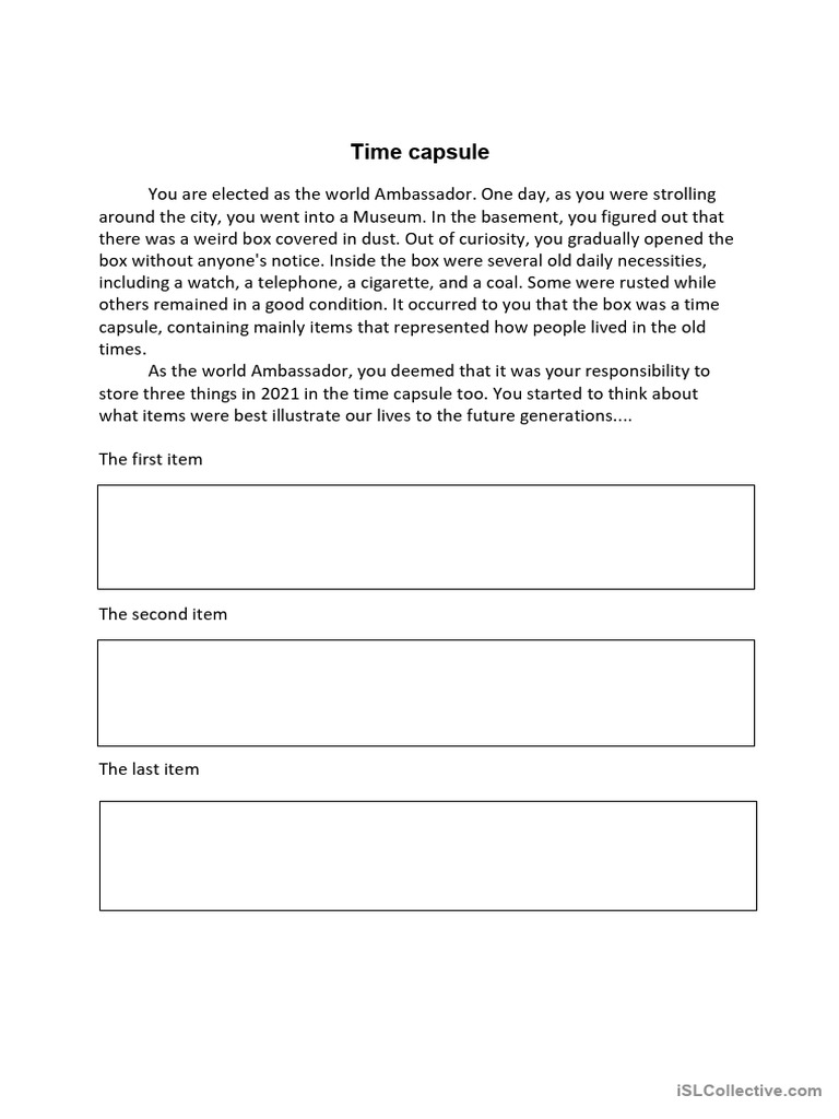 Creative writing - Time capsule | PDF