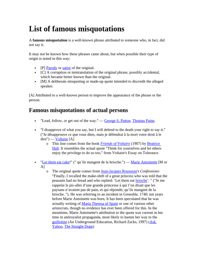 List of Famous Misquotations | PDF