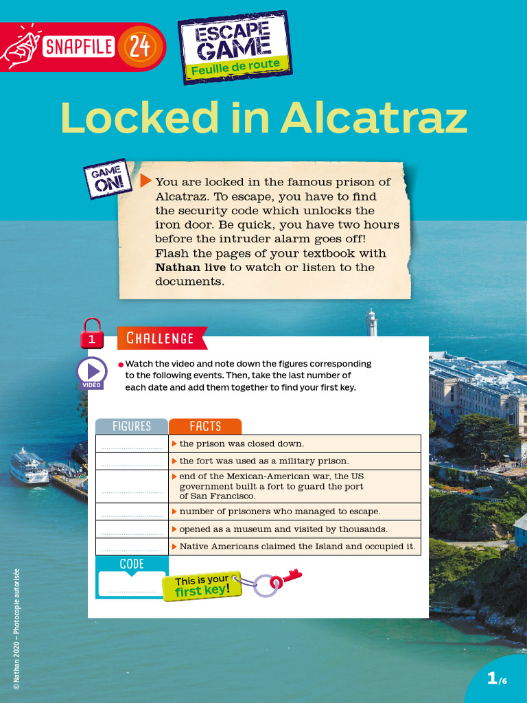 TG3 E-WB Feuille de Route Escape Game ALCATRAZ | PDF | Prison
