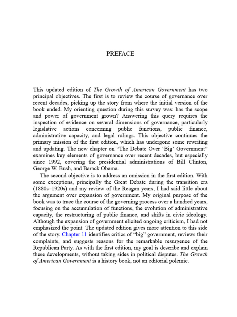 The Growth of American Government Governance From ... - (Preface) | PDF | Governance | Concept