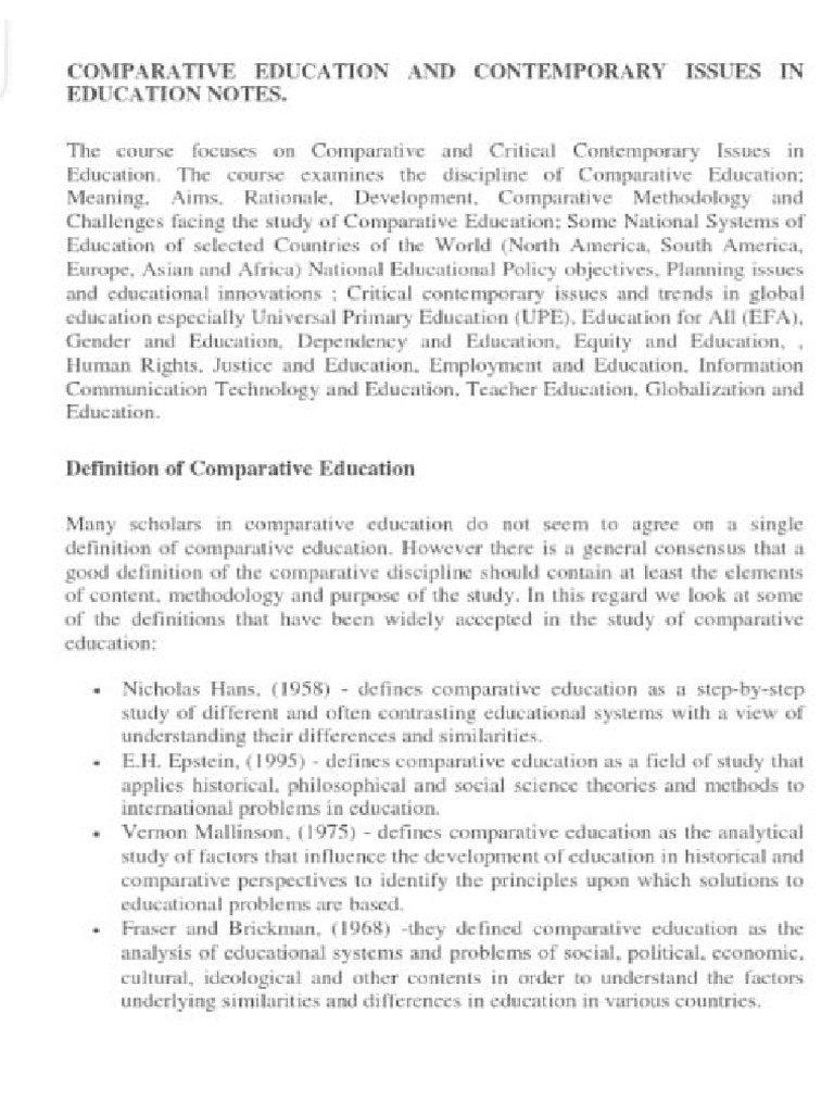 Edf 410 Comparative and International Education-1 | PDF