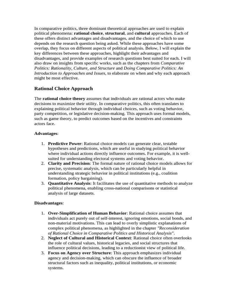 Comparative Politics Paper Sajid Dariwal | PDF | Institution | Rationality