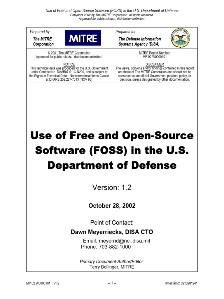 Use of Free and Open-Source Software (FOSS) in The U.S. Department of Defense | PDF | Free ...