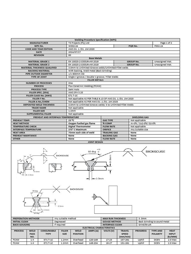 WPS W002-24 | PDF | Welding | Construction