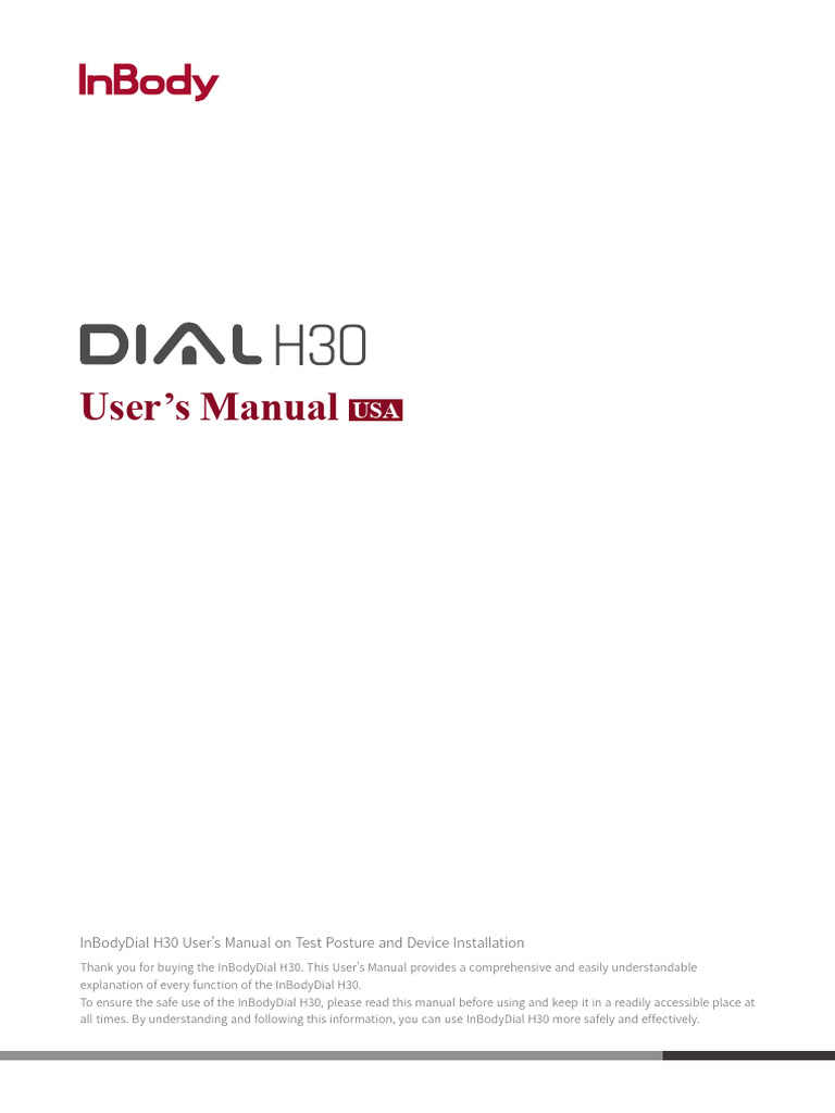 InBody H30 User Manual 2023 Rev01 USA 231214 | PDF | Mobile App | Adipose Tissue
