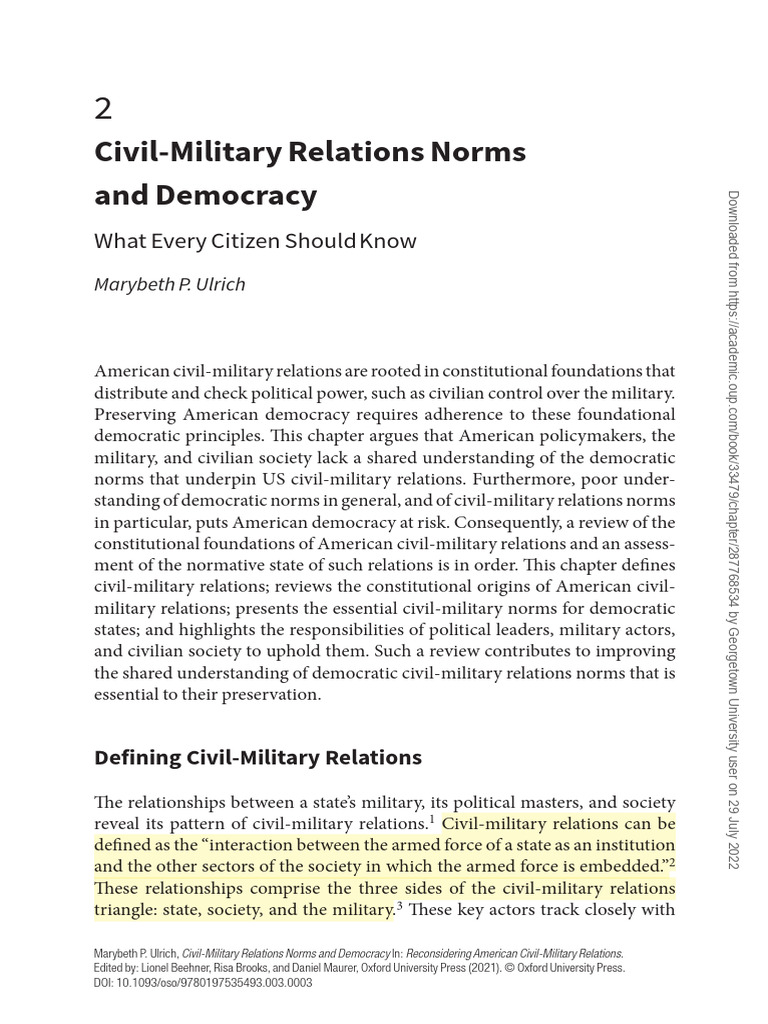 Civil-Military Relations and Democracy | PDF | Democracy | Political ...