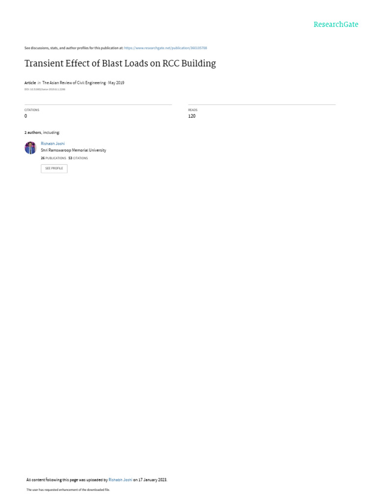 Transient Effect of Blast Loads on RCC Building 2019pp.9-19 - Copy ...