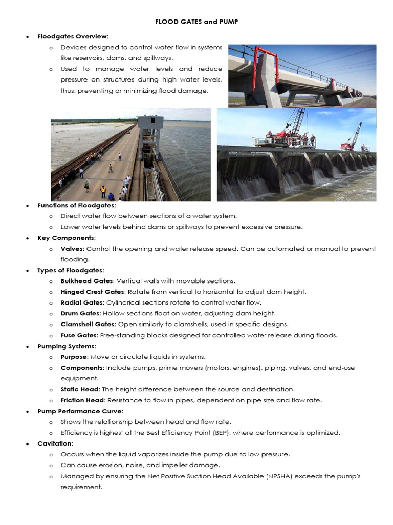 Floodgates and Pump Systems Overview | PDF