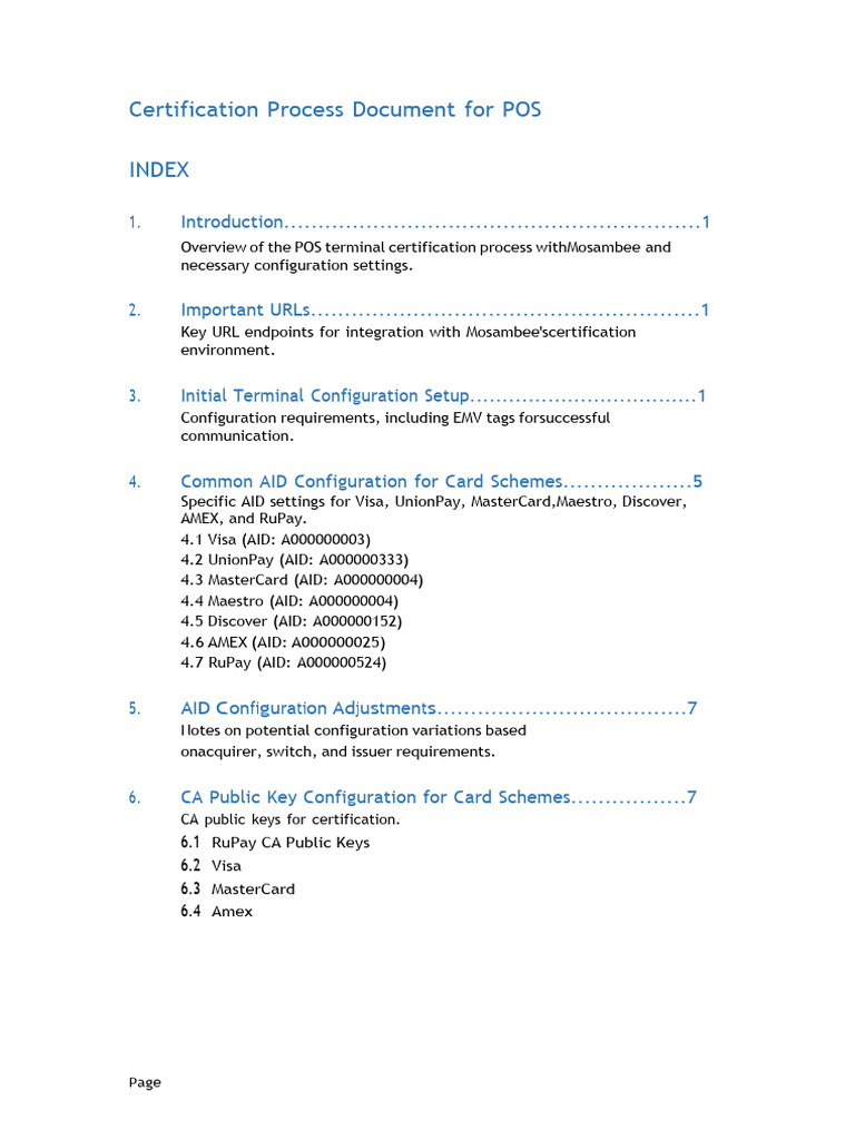 Certification Process Document For POS Index | PDF | Emv | Personal ...