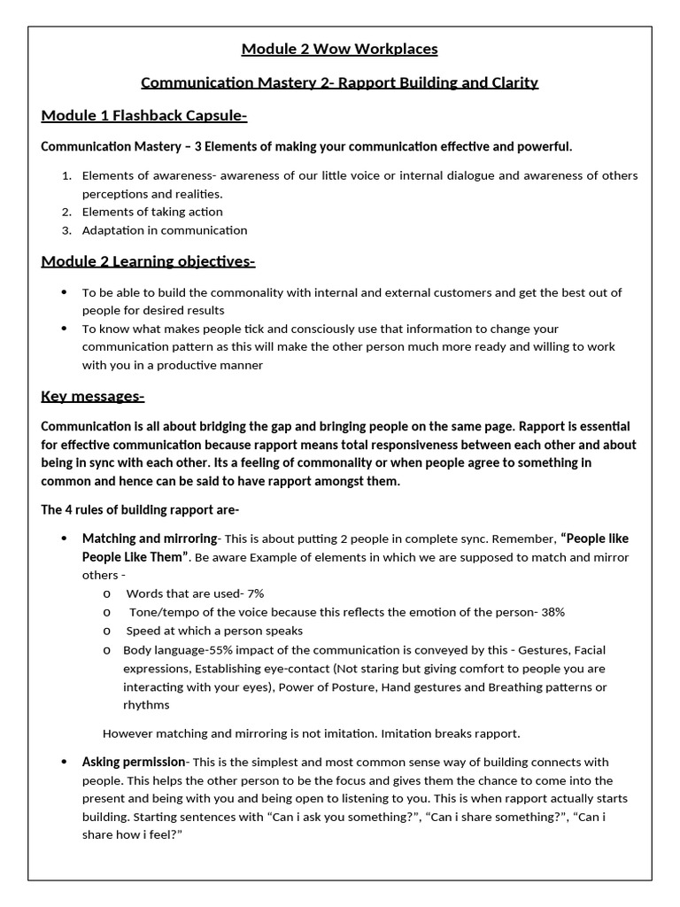 Module 2 CommunicationMastery2 WowWorkplaceSeries | PDF | Communication ...