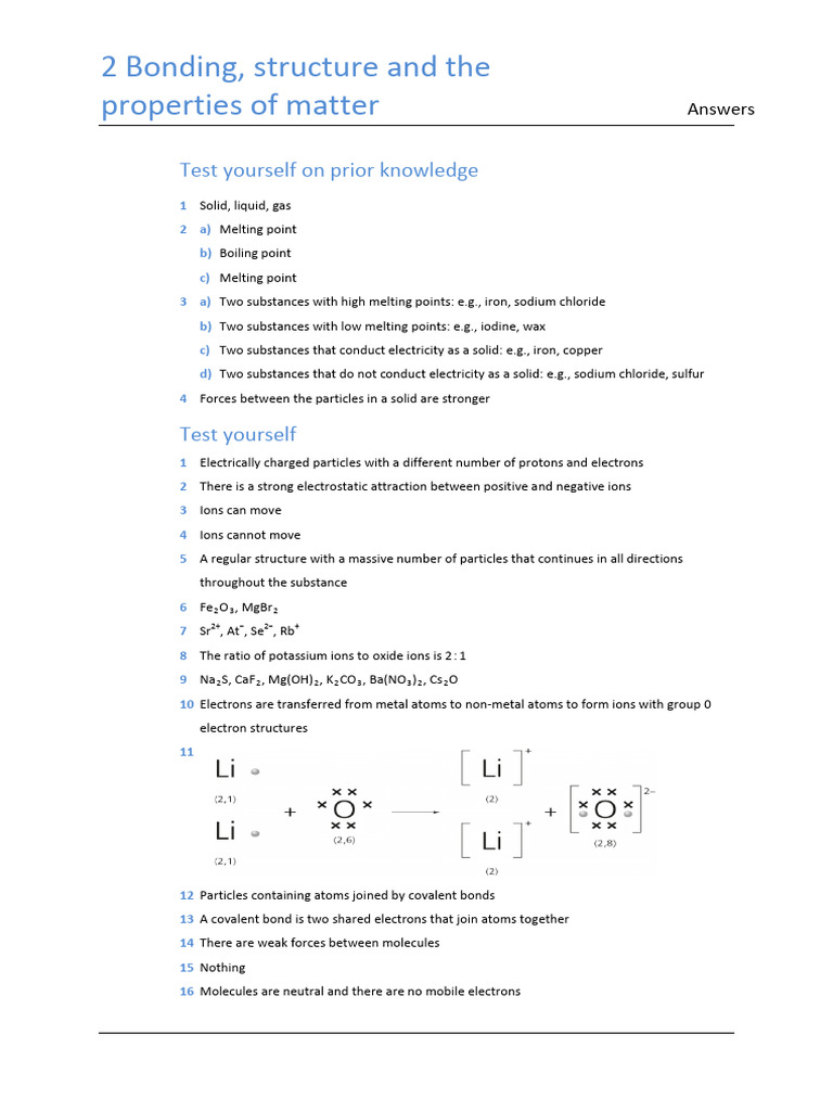 Bonding and Properties of Matter Explained | PDF | Chemical Bond | Ion