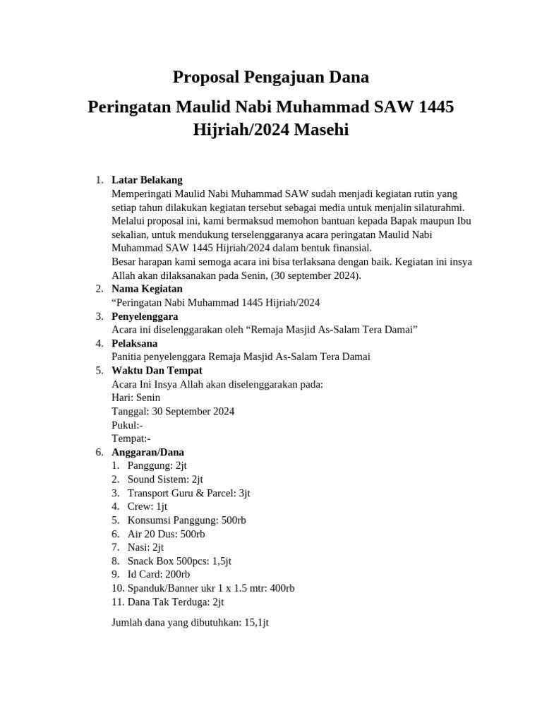 Proposal Pengajuan Dana | PDF