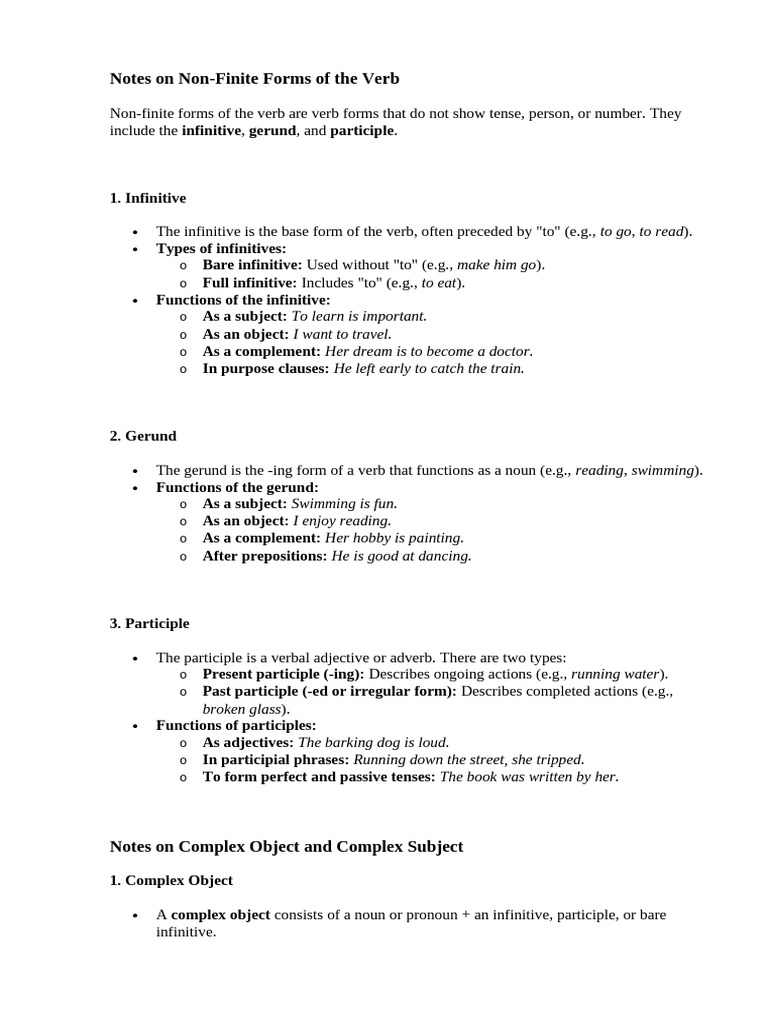 Understanding Non-Finite Verb Forms | PDF | Verb | Linguistics