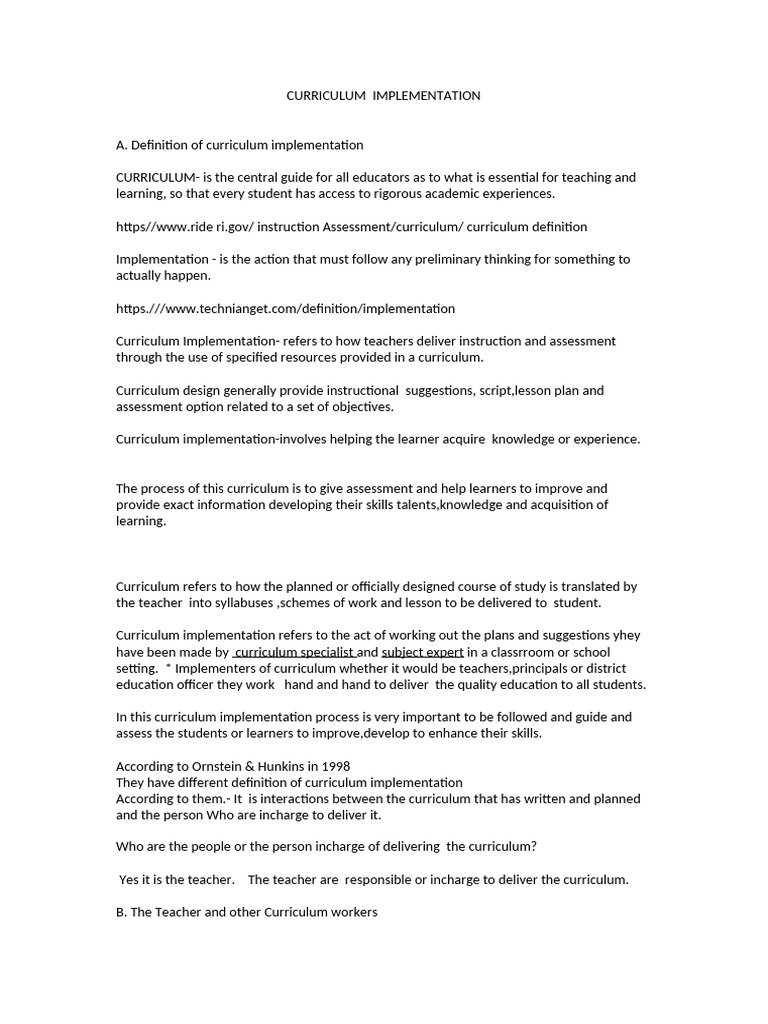 Curriculum Implementation | PDF | Curriculum | Teachers