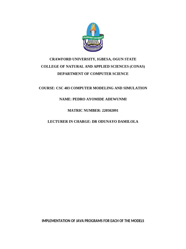 PEDRO AYOMIDE (CSC 403) Assignment | PDF