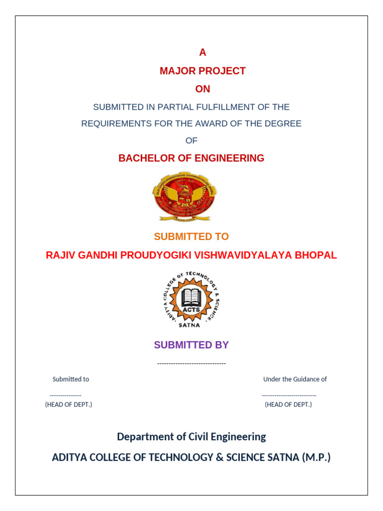 Fronts page of major projects | PDF | Qualifications