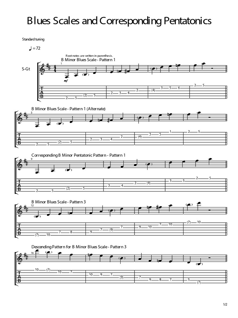 B Minor Blues & Pentatonic Scales | PDF | Scale (Music) | Musical ...