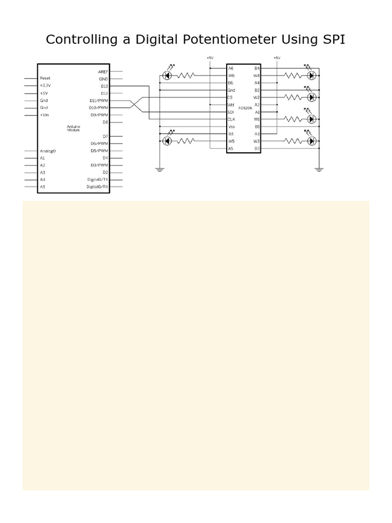 Controlling A Digital Potentiometer Using SPI AD5206 | PDF