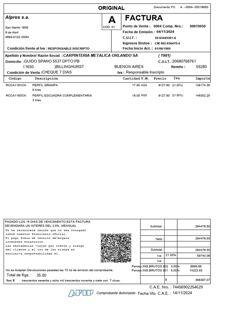 ALPROS SA A-00004-00019950 (OC-3033) | PDF