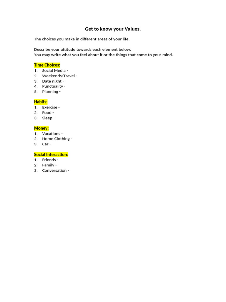 Get To Know Your Values | PDF