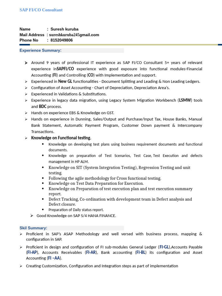 Suresh Fico - Resume 9 Years Exp | PDF | Accounts Payable | Business