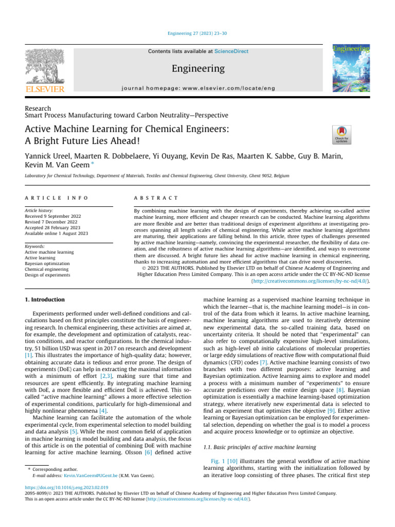Active Machine Learning in Chemical Engineering | PDF | Machine ...