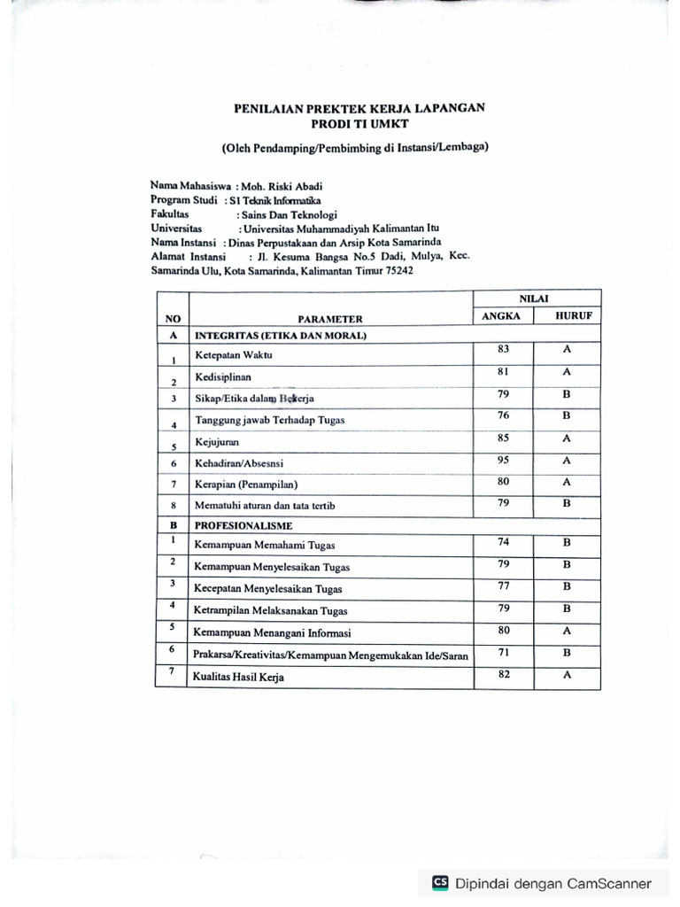 Penilaian Instansi (Riski) | PDF