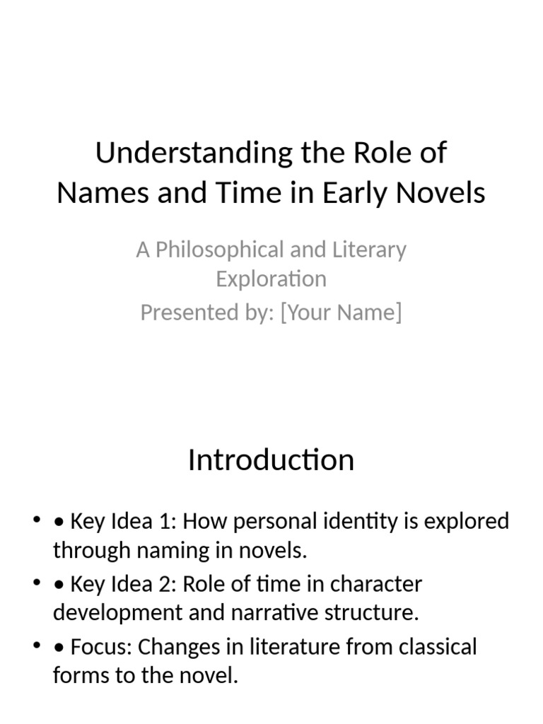 Understanding Names and Time in Novels | PDF | Novels | Identity ...