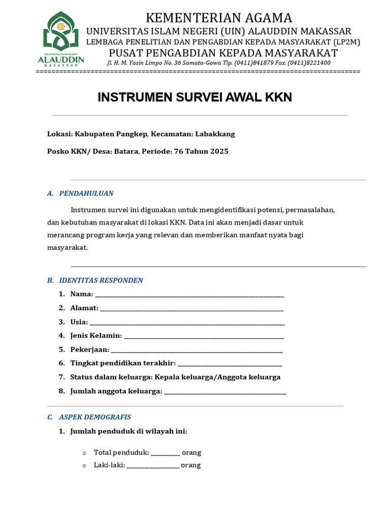 Instrumen Survey Fix | PDF