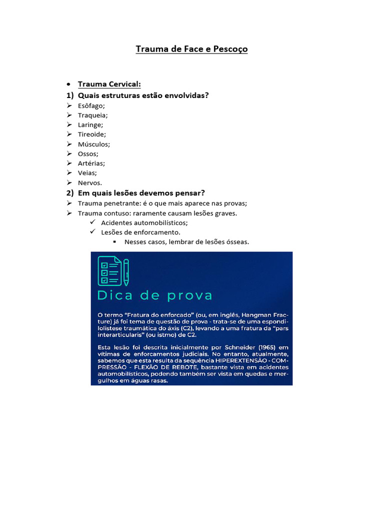 Trauma de Face e Pescoço: Diagnóstico e Tratamento | PDF | Laringe ...