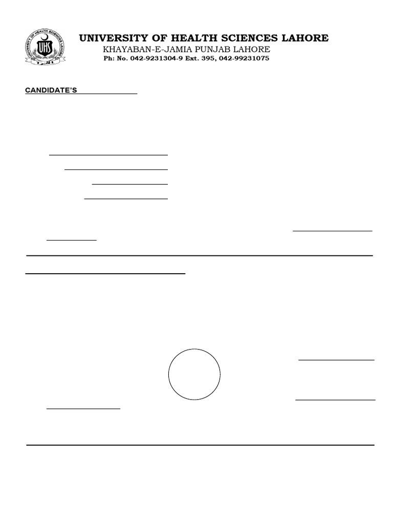 Principal Approval Form For UHS DEGREE | PDF