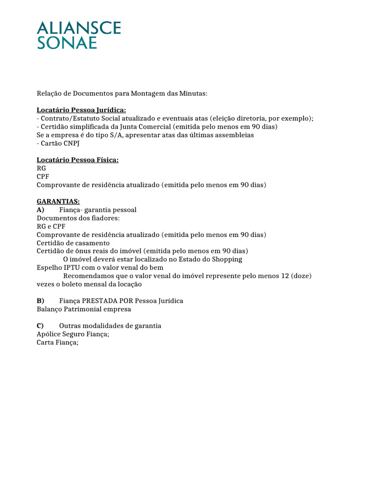 RelaÃ Ã o de Documentos LECOM | PDF