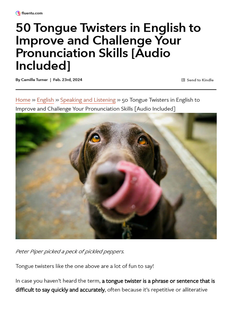 50 Tongue Twisters in English to Improve and Challenge Your Pronunciation Skills | PDF | English ...