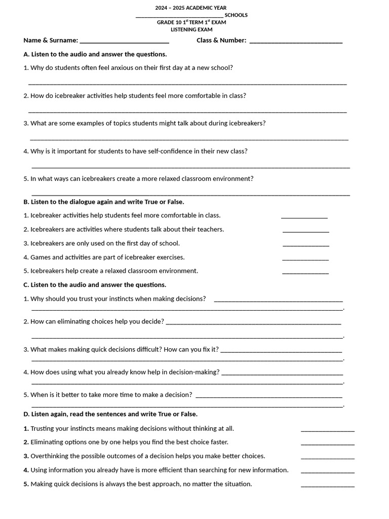 GRADE 10 LISTENING | PDF | Learning | Human Communication