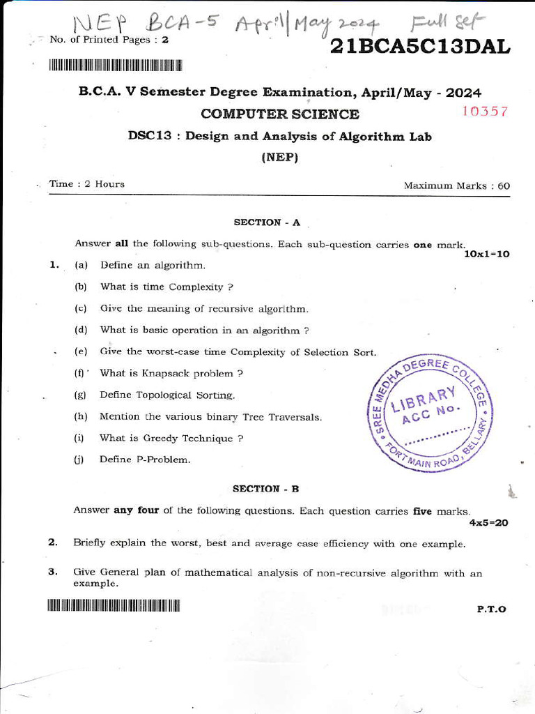 Nep Bca - 5 April - May 2024 | PDF | Theoretical Computer Science | Mathematical Logic