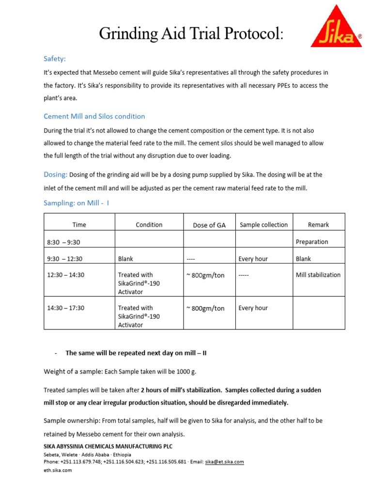 Cement Grinding Aid Trial Protocol | PDF | Cement | Materials