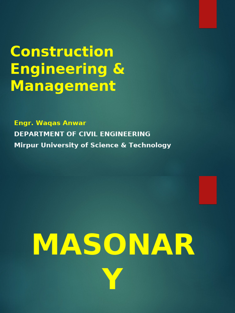 Masonary (1.5 Lecture) Final | PDF | Masonry | Architectural Elements
