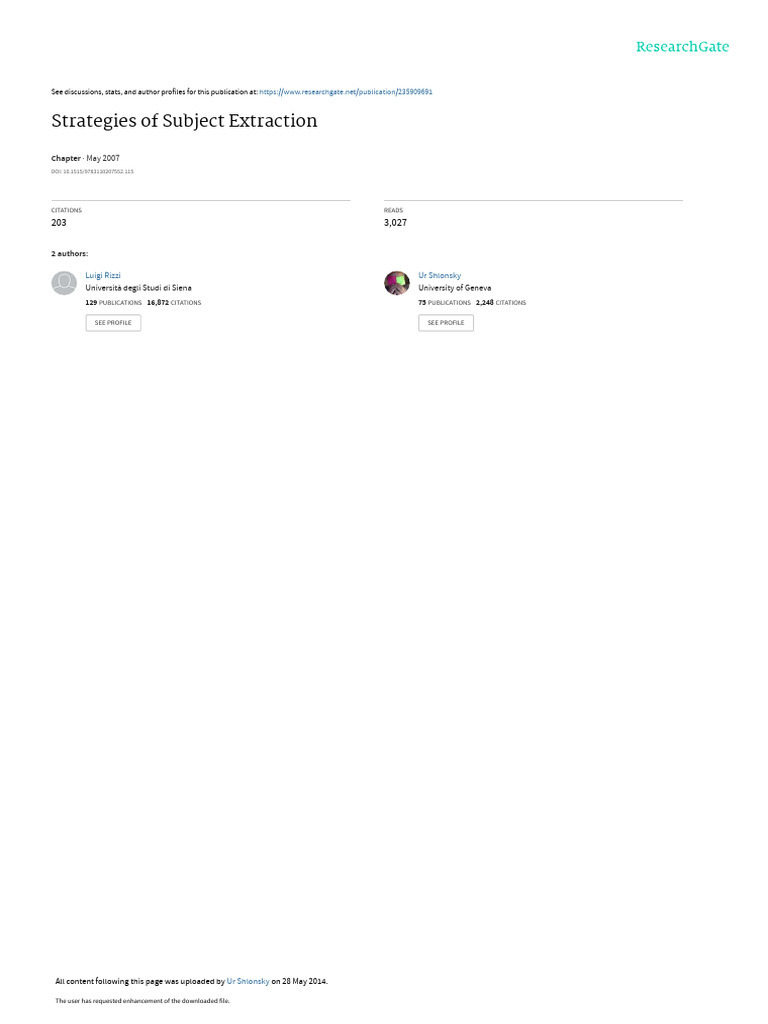 Strategies of Subject Extraction | PDF | Subject (Grammar) | Clause