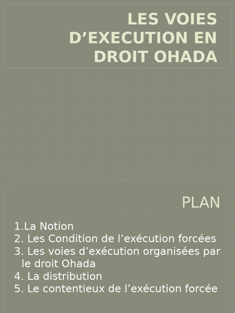 Voies d'Exécution en Droit OHADA | PDF | Saisie immobilière | Justice